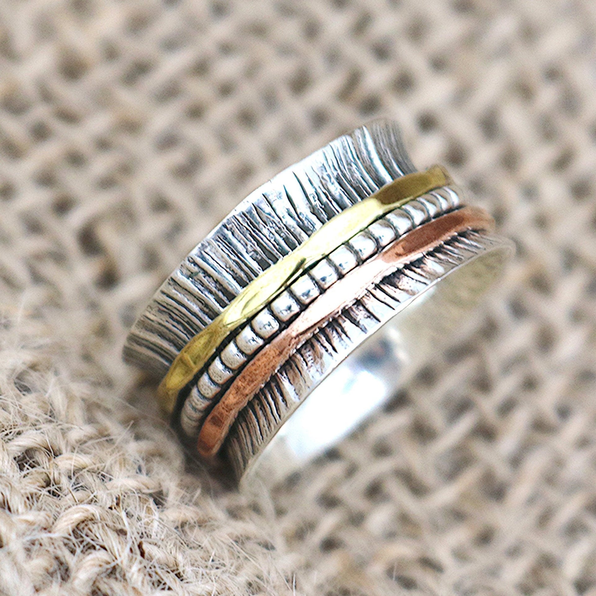 Energy Stone BEAUTIFUL IMPERFECTION Meditation Spinner Ring (US60)